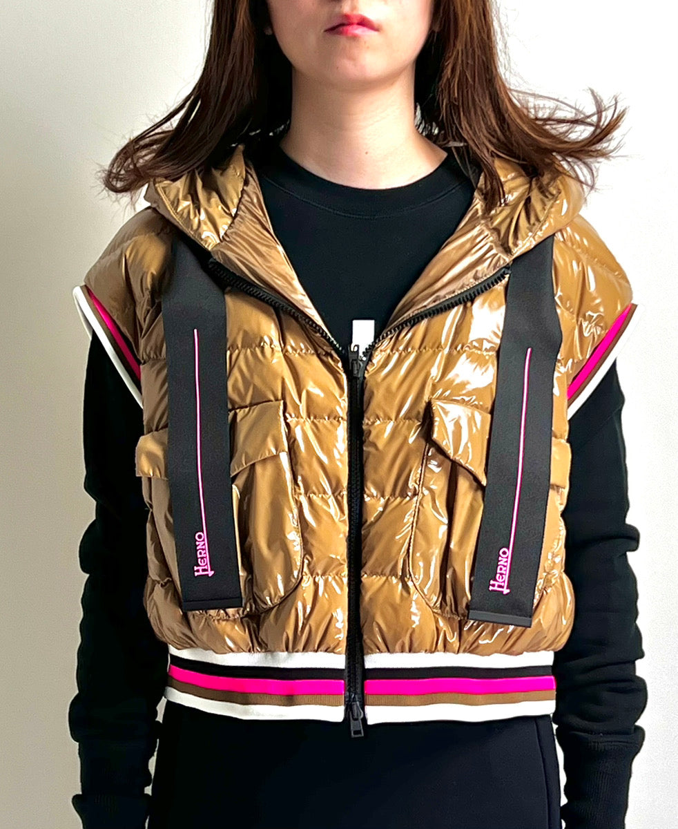 【HERNO】クロップドウエストコート ベスト（キャメル） – MSQUARE